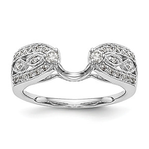 Solid 14K White Gold Engagement Diamond Wrap Wedding Ring Band Guard Enhancer Size 6.5 (.272 cttw.)