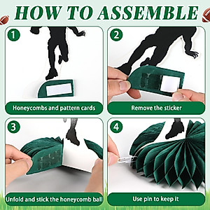 QOUBAI 12Pcs Football Honeycomb Centerpieces Football Player Party Decorations Sports Party Decor Table Toppers Birthday Party Decoration for Baby Shower Gameday Tailgate Party Favor Supplies