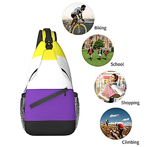Hicyyu Non-Binary Pride Flag Outdoor Crossbody Shoulder Bag For Unisex Young Adult Hiking Sling Backpack