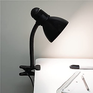 V- Light Black Adjustable Desk Lamp with Heavy Duty Clamp Clip, Flexible Gooseneck Lamp, Bed Light, Reading Lamp, or Study Light 14 inches