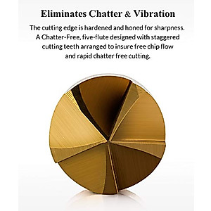 QWORK Countersink Drill Bits Center Punch Set 6 Pcs 1/4'' Hex Shank HSS 5 Flute Countersink 90 Degree Center Punch Tool Sets for Wood Quick Change Bit 6mm-19mm