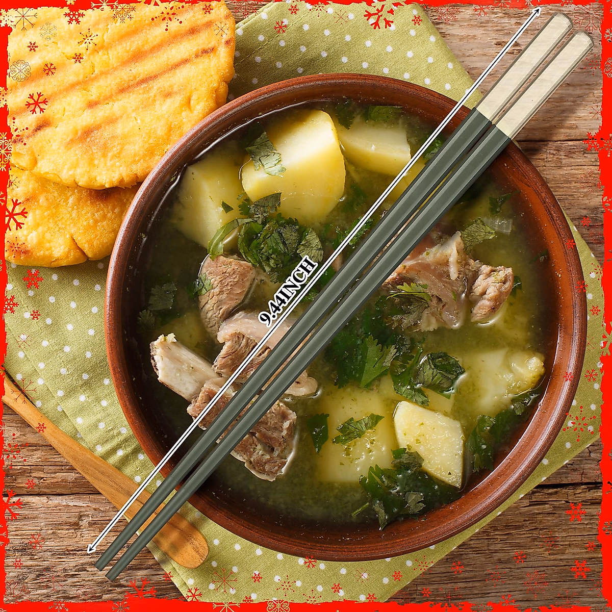 Tioncy 10 Pairs Reusable Chopsticks Dishwasher Safe, Fiberglass Cooking Chopsticks, Chinese Korean Japanese Chopsticks, Cute Colorful Chopsticks, Non-slip, Ice Fog Multi Color 9.5 Inches/ 24 cm