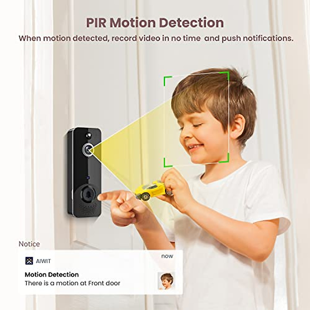 EKEN Smart Video Doorbell Camera Wireless with Chime Ringer, HD Live Image, Night Vision, Cloud Storage, Battery Powered, Indoor/Outdoor Surveillance, Smart AI Human Detection, 2.4G WiFi, 2-Way Audio