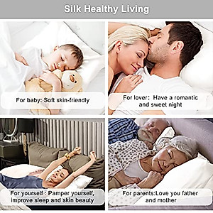 Ravmix Silk Pillowcase for Hair and Skin 21 Momme with Hidden Zipper, Both Sides Silk, 1PCS, Standard Size 20×26 inches, Undyed Ivory White