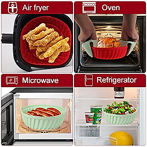 2 Pack Air Fryer Silicone Pot, Silicone Air Fryer Basket, 7.5Inch Reusable Air Fryer Liners, Round Food Safe Easy Cleaning Air Fryer Oven Accessories, Replacement of Parchment Paper Liners, for 3-5QT