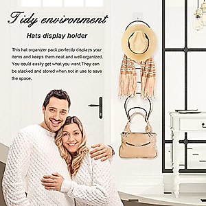 KALYLOC 15 Pack Hat Rack Hanger Holder Organizer, Hanging Wigs Rack Baseball Caps Storage, Scarves Handbags Towels Clothes Ties Over Door Wall Mounted Hook Black (Black)