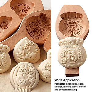 Wooden Cookie Molds Mooncake Mold Cookie Stamps for Baking Pie Press for Christmas Thanksgiving Birthday Mid Autumn Festival DIY（SHOU)