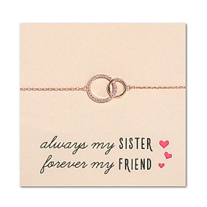 A+O Sister Bracelet Gift- Interlocking Circle Bracelet in Rose Gold Vermeil