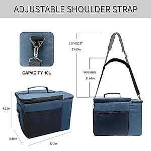 TOP&TOP Blue 13"L x 7"W x 9"H Reusable Lunch Box with 6mm Insulation Foam - Leakproof, Easy to Clean, Adjustable Shoulder Strap, Holds 3 Containers, Mesh Pockets
