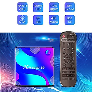 Android TV Box Android 11,4GB 128GB RK3318 4K TV Box,2.4G 5.8G WiFi Bluetooth 4.1 with Wireless Keyboard,4K Video TV Box (4GB 128GB)