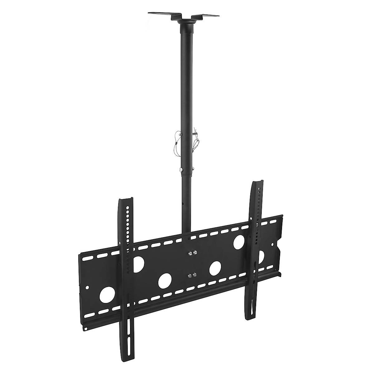 Mount-It Ceiling TV Mount For 32 37 40 42 43 50 55 60 65 70 Inch Flat Panel Televisions, Articulating Hanging Swivel TV Pole Bracket Adjustable Height 175 Pound Capacity, Black (MI-501B), Single