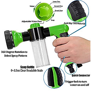Hose Soap Sprayer Nozzle 8 Patterns, Car Wash Soap Sprayer Foam Sprayer Gun with 3.5oz/100cc Soap Dispenser Bottle, Washing Mitt, Garden Hose Nozzle Sprayer for Cleaning, Plant Watering, Showering Pet