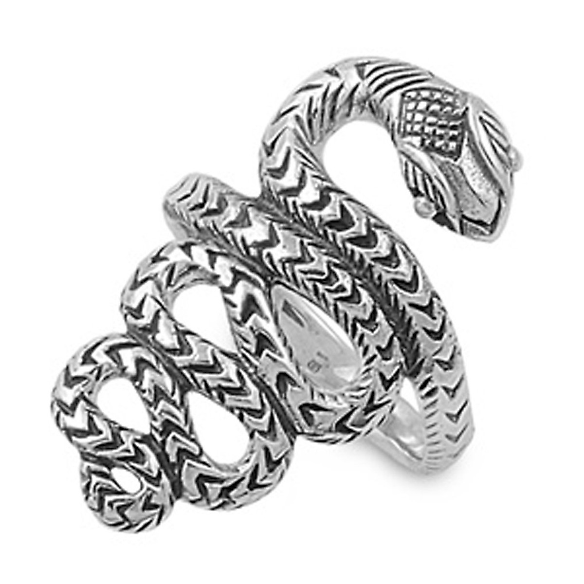 Sterling Silver Women's Tribal Snake Ring Wholesale 925 Band 15mm Size 6