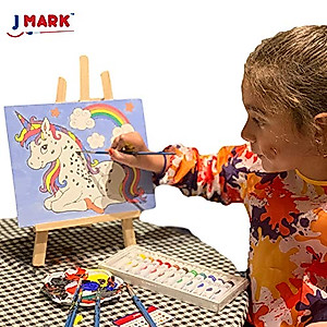 J MARK Ultimate Kids Paint Set – Complete Acrylic Paint Set for Kids, Includes Washable Paints, Storage Bag, Wood Easel, Canvas and More
