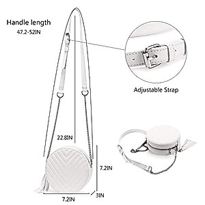 Crossbody Bags for Women Round Purse Quilted purse, Faux Leather, with Tassel