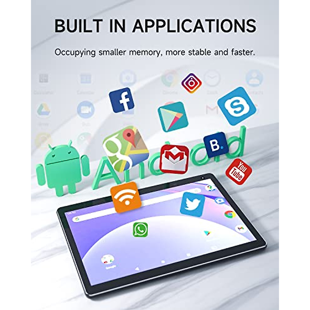 10 inch Tablet Android, Tablets Computer 32GB ROM Storage 512GB Expand, 1280x800 IPS Touch Screen,2MP&8MP Camera, Support Bluetooth, WiFi, 6000mAh Battery, Google Certified Tablet PC, Gray