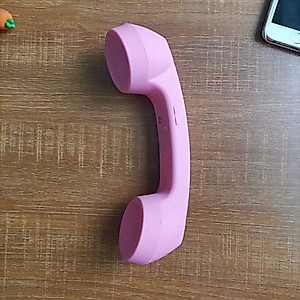 ENJOY-UNIQUE Wireless Retro Telephone Handset and Wire Radiation-Proof Handset Receivers Headphones for a Mobile Phone with Comfortable Call (Pink)