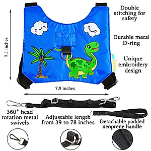 HappyVk Toddler Leash - Baby Leash and Belt for Parents -Dinosaur- Baby Harness for 1-4 Years Old Boys