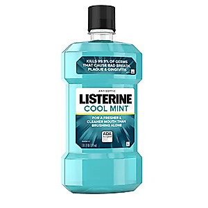 Listerine Cool Mint Antiseptic Mouthwash to Kill 99% of Germs That Cause Bad Breath, Plaque and Gingivitis, Cool Mint Flavor, 1 L (Pack of 2)