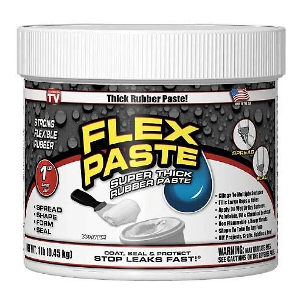 Flex Seal Flex White Paste 1lb Jar w/Allway Tools Putty Knives 3 pack (1.5"/2"/3") (2 Items)