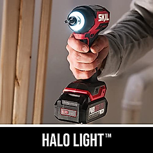 Skil PWRCORE 20 Brushless 20V 1/4 in. Hex Compact Impact Driver Kit with 3-Speed & Halo Light & One-Handed Collet Includes 2.0Ah Battery and Charger- ID6739B-10