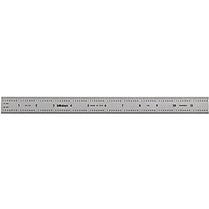 Mitutoyo 182-122, Steel Rule, 12" (16R), (1/32, 1/64, 1/50, 1/100"), 3/64" Thick X 1" Wide, Satin Chrome Finish Tempered Stainless Steel