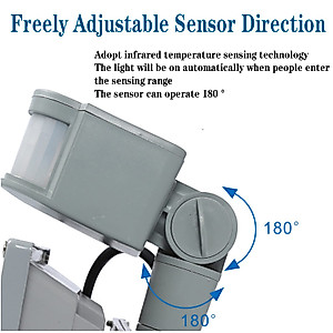 HANNAHONG 10W LED Motion Sensor Flood Light Plug in,PIR Induction Lamp,Dusk to Dawn Outdoor Auto ON/Off Spot,Security,Work,Light,6500K Daylight,IP66 Waterproof,for Garage Yard Patio Porch Lighting