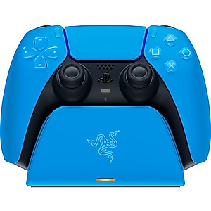 Razer Quick Charging Stand for PlayStation 5: Quick Charge - Curved Cradle Design - Matches PS5 DualSense Wireless Controller - One-Handed Navigation - USB Powered - Blue (Controller Sold Separately)