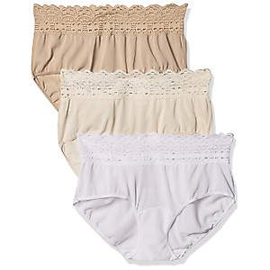 Olga womens Secret Hugs 3 Pack Panty Hipster Panties, French Toast/Pale Blush/White, Large US