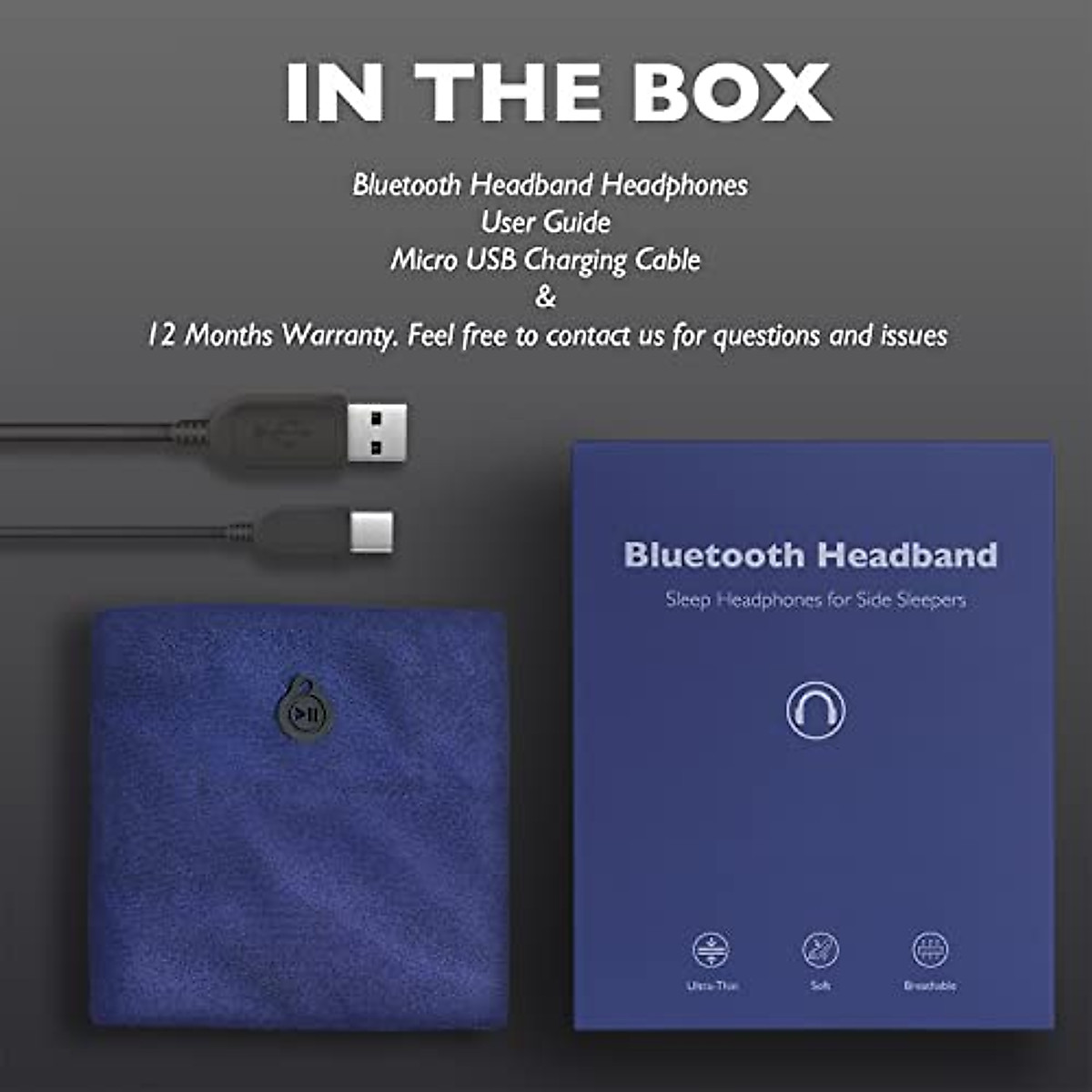 Mixiba Sleep Headphones Bluetooth Headband, Bluetooth Headband for Sleeping, Sleep Mask for Side Sleepers, Wireless Sleep Headphones for Meditation, Yoga, Insomnia, Travel, Workout, Running