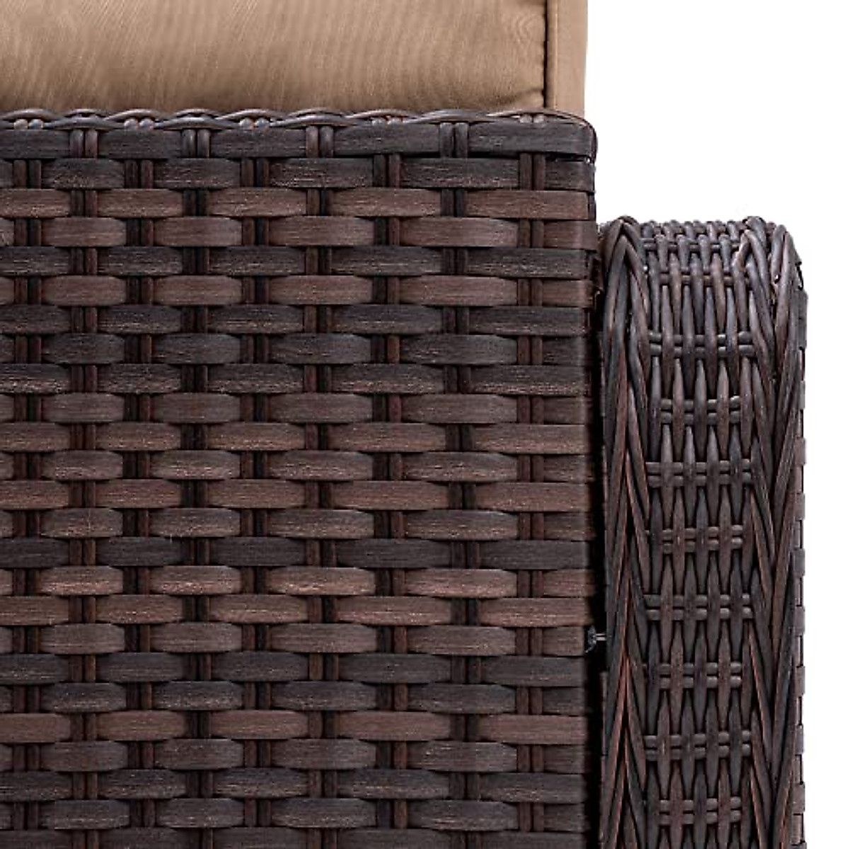 MCombo 4 Pieces Outdoor Patio Furniture Set, Brown Wicker Conversation Set, Outdoor Furniture Sofa Couch with Tempered Glass Table, for Lawn Balcony Gazebo, 9541