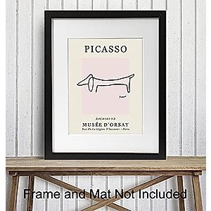 Pablo Picasso Wall Art & Decor - Dog Wall Decor - Mid-Century Modern Room Decor - Abstract Art - Minimalist Wall Decor - Line Art Wall Decor - Gallery Wall Art - Museum Posters - Art Gifts for Women