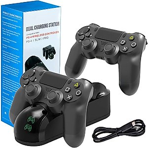 PS4 Controller Charger Charging Station, YCCSKY Wireless PS4 Chargers Controller PS 4 Twin Charger Charging Dock Station Stand PS4 Charger for PS4/PS4 Pro/PS4 Slim Controller, Black