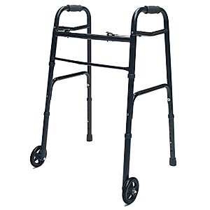 Lumex ColorSelect Walker, Lightweight & Folding 2-Wheel Walker for Adults & Seniors, Black