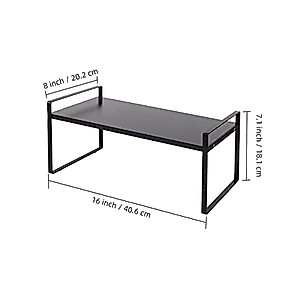 Tonxus Cabinet Pantry Shelf,Countertop Organizer,Heavy Duty Metal + Wood,Cupboard Stand Spice Rack,Under Sink Shelf,Organization and Storage for Kitchen Bathroom (Black)