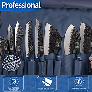 XYJ Professional Chef Knife Set with Bag Japanese Kitchen Knives Serbian Meat Cleaver for Camping Outdoor