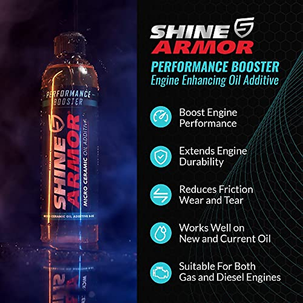 SHINE ARMOR Leather Cleaner & Synthetic Engine Oil Treatment, Cleaner & Conditioner Protector for Couches Car Interior, Reverses Engine Wear and Increases Vehicle Life