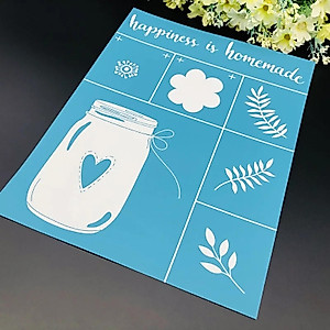 MANGOUSONG Screen Printing Kit,22x28cm Happiness is Homemade Mesh Screen Stencils Self-Adhesive Silk Screen Printing Stencil Canvas Bag Print Washable