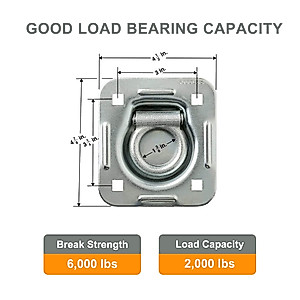 Lonffery 4 Pack Recessed D-Ring Tie Down Anchors (6,000 lb. Capacity), Heavy Duty Kit for Trailer or Deliveries