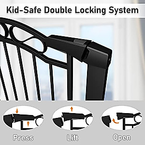 Extra Wide Baby Gate with Door-Walk Through Baby Gates for Stairs Pressure Mounted no Drill-Indoor Tension Metal Child Pet Dog Safety Gate 59.84"-62.60" inches Wide
