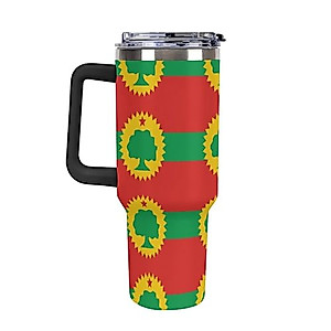 Flag of The Oromo Liberation Front Insulated Tumblers with Handle Stainless Steel Coffee Mug Funny Travel Cup with Lid Straw 40oz