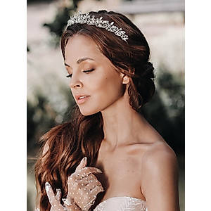 SWEETV Silver Tiara Crown for Women,Princess Tiaras for Girls,Crystal Retro Hair Accessories for Wedding Birthday Prom Pageant Quinceanera