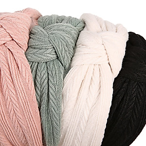 QIANXUAN Fabric Headbands For Women'S Hair Fashion Solid Color Headbands For Girls Woven Women Hair Accessories Knitting Wide Soft Lady Turban Top Knotted Glam Hairbands