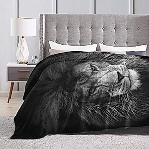 Cool Lion Fleece Throw Blanket Cozy Soft Plush Blanket for Sofa Couch Bed - 60" X 50"
