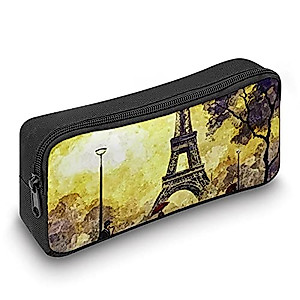 Oil Painting Paris Pencil Case Stationery Pen Pouch Portable Makeup Storage Bag Organizer Gift
