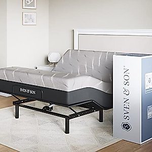 Sven & Son Full Essential Adjustable Bed Base Frame + 14" Luxury Cool Gel Memory Foam Hybrid Mattress, Wireless, Easy Self-Assembly, Head & Foot Articulation (Full + 14" Mattress)