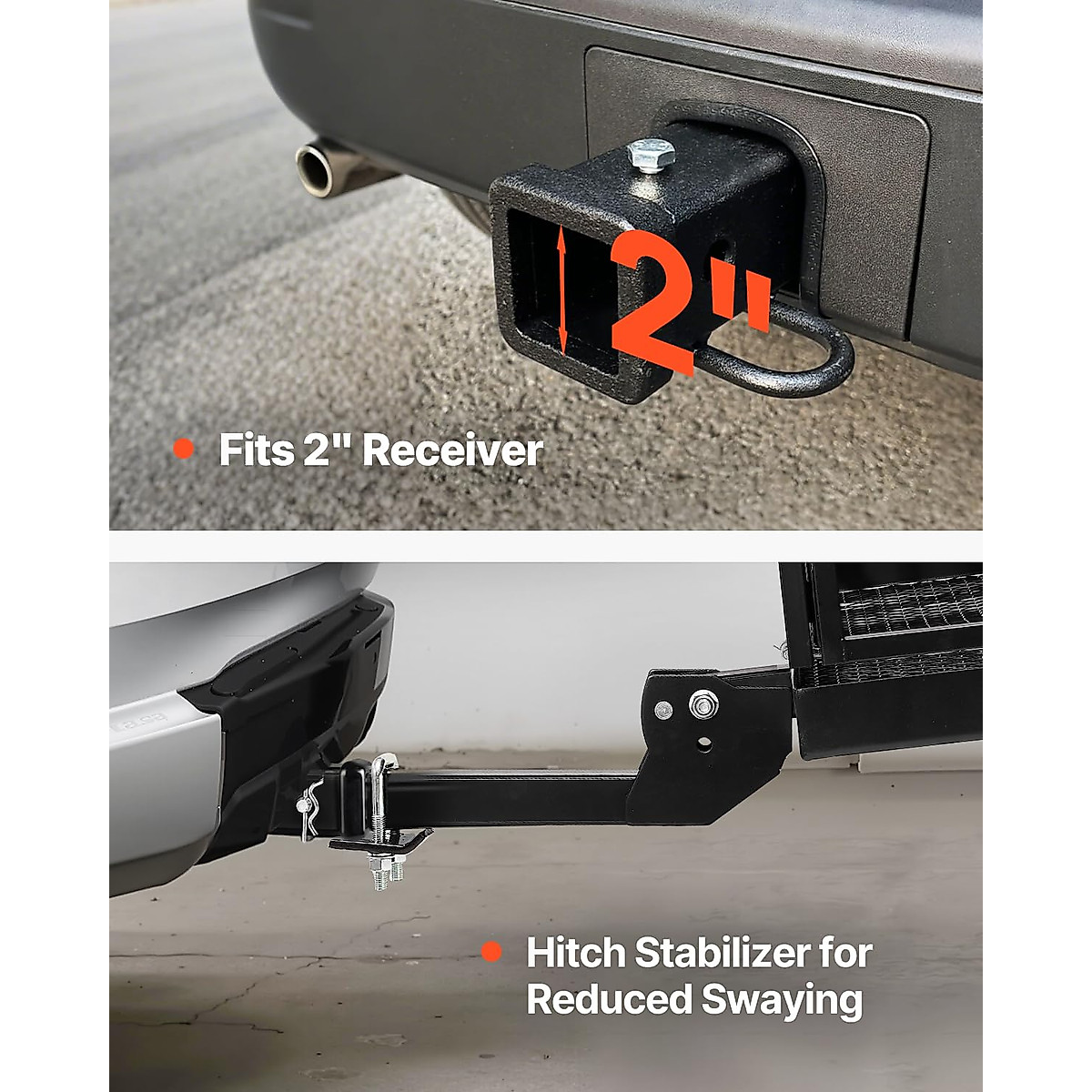 VEVOR 60x24x14 in Hitch Cargo Carrier, 400lbs Capacity Folding Trailer Hitch Mount Cargo Basket, Steel Luggage Carrier Rack Fits 2" Hitch Receiver for SUV Pickup Truck