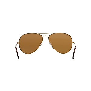 Ray-Ban RB3025 Metal Aviator Sunglasses + Vision Group Accessories Bundle for unisex-adult (Arista/Crystal Brown (001/33), 58)