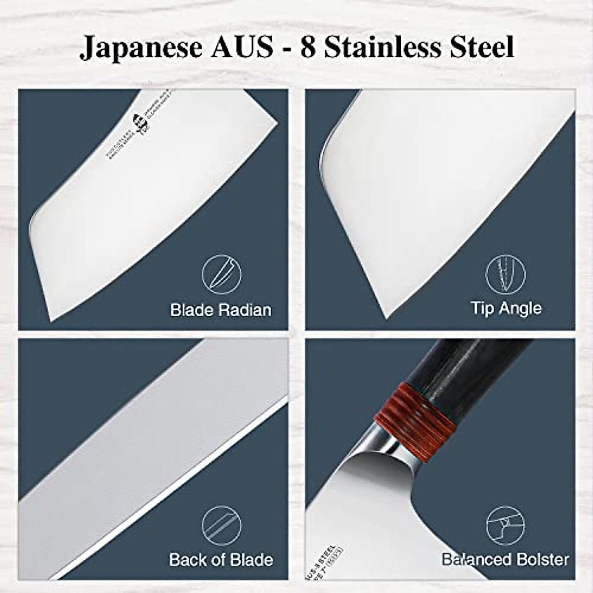 TUO Cleaver Knife - 7" Vegetable Cleaver Chopper Knife Chinese Kitchen Chef Knife Vegetable Chopper AUS-8 Stainless Steel Full Tang Pakkawood Handle, Ring Lite Series
