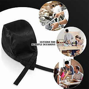 Cabilock Black Chef Hat Cooking Chef Cap: Adjustable Tie Back Food Service Hair Nets Reusable Washable Bouffant Beanie 3pcs